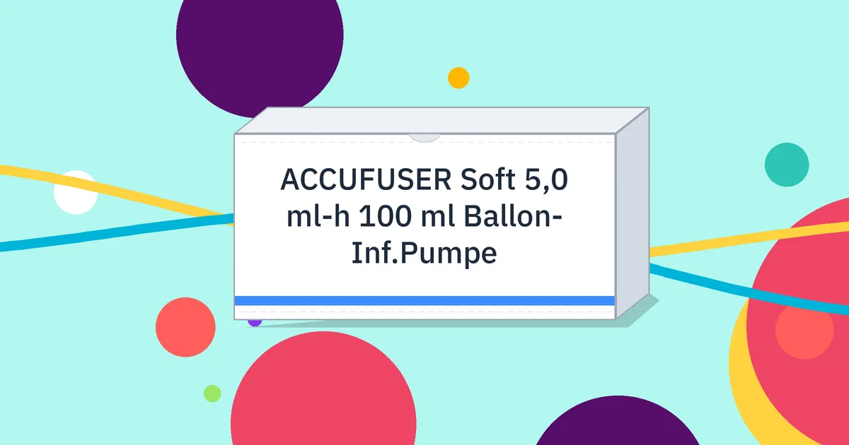 Symbolbild: Packung mit der Aufschrift ACCUFUSER Soft 5,0 ml-h 100 ml Ballon-Inf.Pumpe (PZN 19901094) – Verfügbarkeit und Bezug in Apotheken in Frankfurt am Main