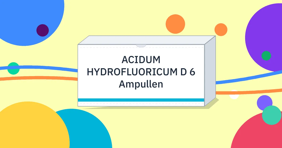 Symbolbild: Packung mit der Aufschrift ACIDUM HYDROFLUORICUM D 6 Ampullen (PZN 11703710) – Verfügbarkeit und Bezug in Apotheken in Frankfurt am Main