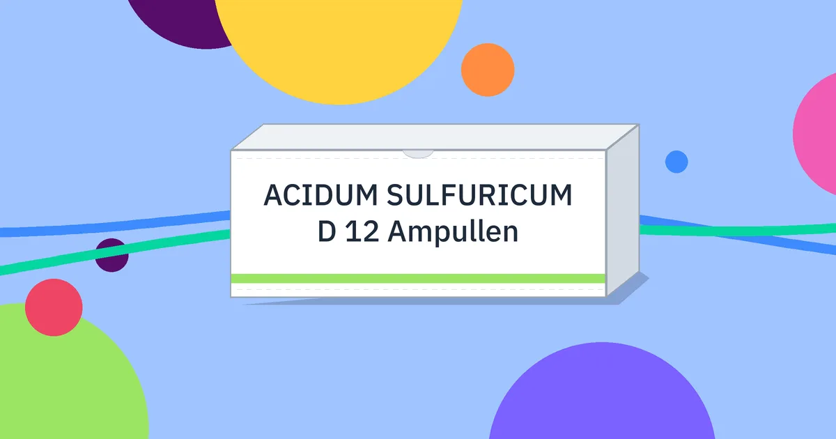 Symbolbild: Packung mit der Aufschrift ACIDUM SULFURICUM D 12 Ampullen (PZN 11703816) – Verfügbarkeit und Bezug in Apotheken in Frankfurt am Main