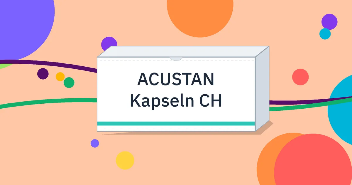 Symbolbild: Packung mit der Aufschrift ACUSTAN Kapseln CH (PZN 20632771) – Verfügbarkeit und Bezug in Apotheken in Frankfurt am Main