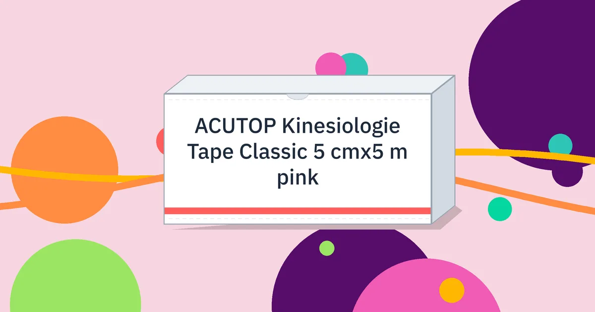 Symbolbild: Packung mit der Aufschrift ACUTOP Kinesiologie Tape Classic 5 cmx5 m pink (PZN 14180106) – Verfügbarkeit und Bezug in Apotheken in Frankfurt am Main