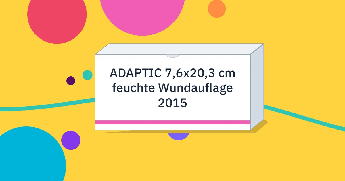 Symbolbild: Packung mit der Aufschrift ADAPTIC 7,6x20,3 cm feuchte Wundauflage 2015 (PZN 17971179) – Verfügbarkeit und Bezug in Apotheken in Frankfurt am Main
