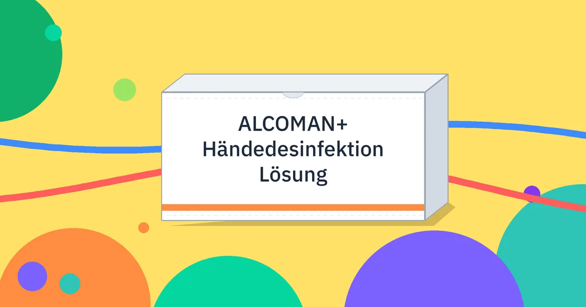 Symbolbild: Packung mit der Aufschrift ALCOMAN+ Händedesinfektion Lösung (PZN 18153046) – Verfügbarkeit und Bezug in Apotheken in Frankfurt am Main