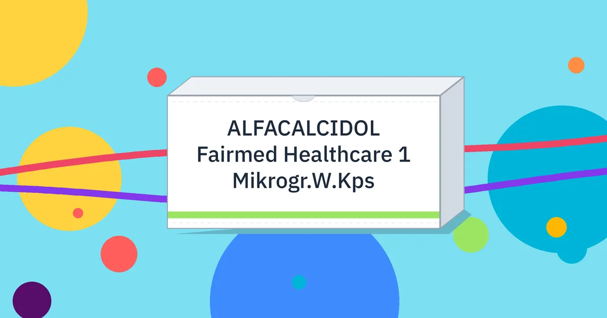 Symbolbild: Packung mit der Aufschrift ALFACALCIDOL Fairmed Healthcare 1 Mikrogr.W.Kps (PZN 16564360) – Verfügbarkeit und Bezug in Apotheken in Frankfurt am Main
