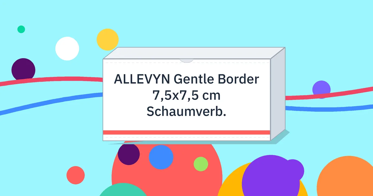 Symbolbild: Packung mit der Aufschrift ALLEVYN Gentle Border 7,5x7,5 cm Schaumverb. (PZN 17839497) – Verfügbarkeit und Bezug in Apotheken in Frankfurt am Main