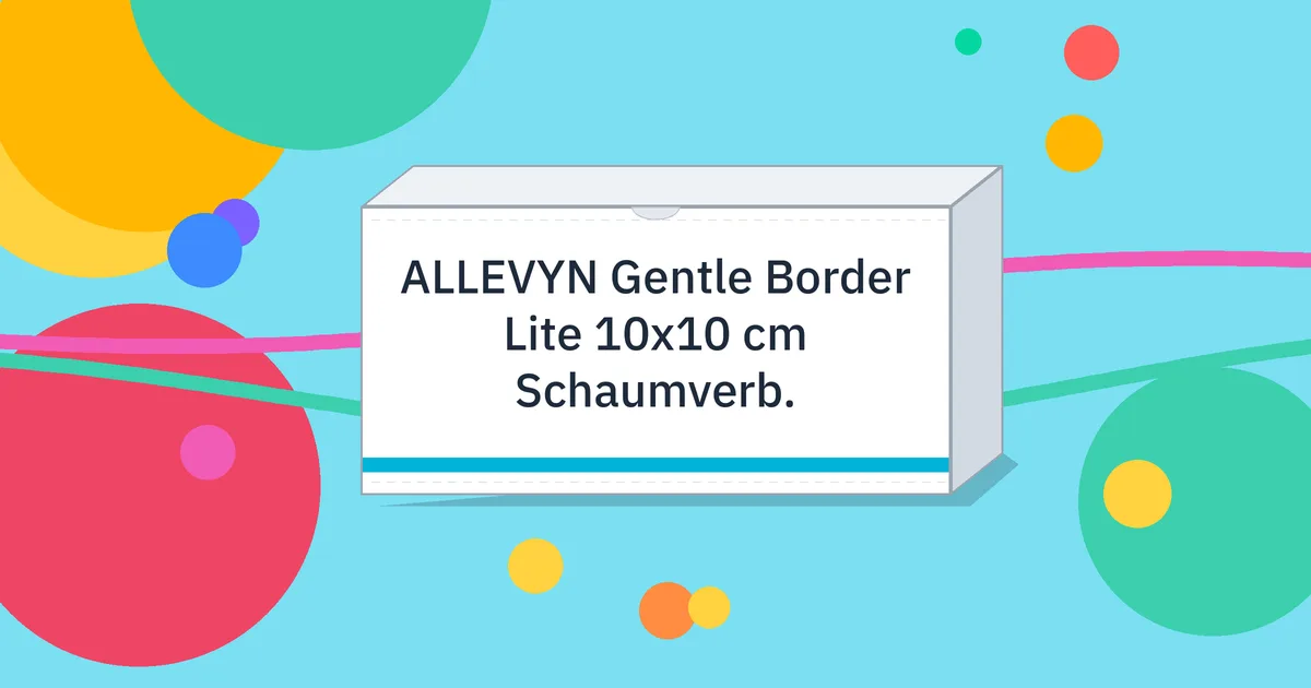 Symbolbild: Packung mit der Aufschrift ALLEVYN Gentle Border Lite 10x10 cm Schaumverb. (PZN 10929576) – Verfügbarkeit und Bezug in Apotheken in Frankfurt am Main