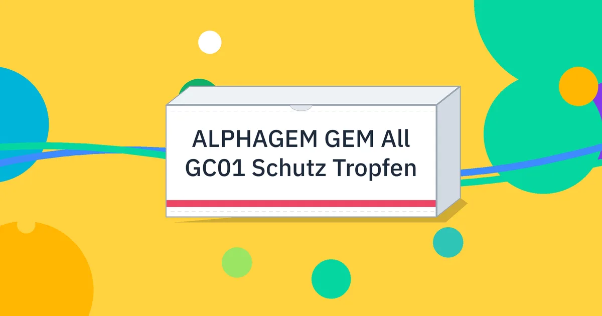 Symbolbild: Packung mit der Aufschrift ALPHAGEM GEM All GC01 Schutz Tropfen (PZN 20296439) – Verfügbarkeit und Bezug in Apotheken in Frankfurt am Main