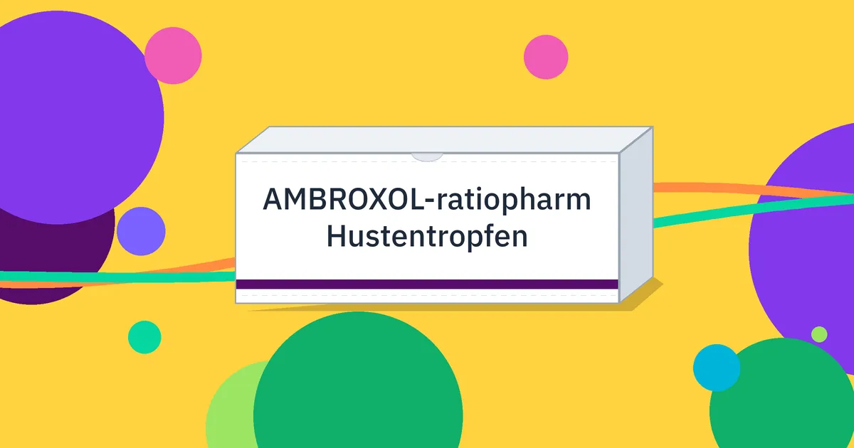 Symbolbild: Packung mit der Aufschrift AMBROXOL-ratiopharm Hustentropfen (PZN 00563080) – Verfügbarkeit und Bezug in Apotheken in Frankfurt am Main
