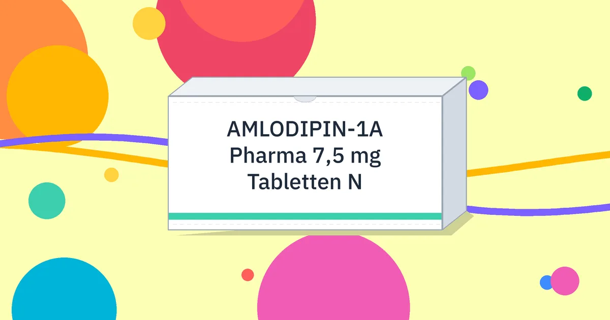 Symbolbild: Packung mit der Aufschrift AMLODIPIN-1A Pharma 7,5 mg Tabletten N (PZN 00889930) – Verfügbarkeit und Bezug in Apotheken in Frankfurt am Main