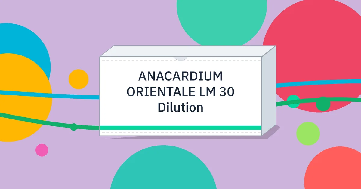 Symbolbild: Packung mit der Aufschrift ANACARDIUM ORIENTALE LM 30 Dilution (PZN 07539104) – Verfügbarkeit und Bezug in Apotheken in Frankfurt am Main