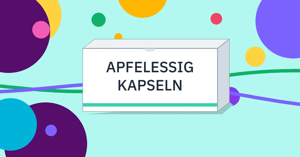 Symbolbild: Packung mit der Aufschrift APFELESSIG KAPSELN (PZN 16682295) – Verfügbarkeit und Bezug in Apotheken in Frankfurt am Main