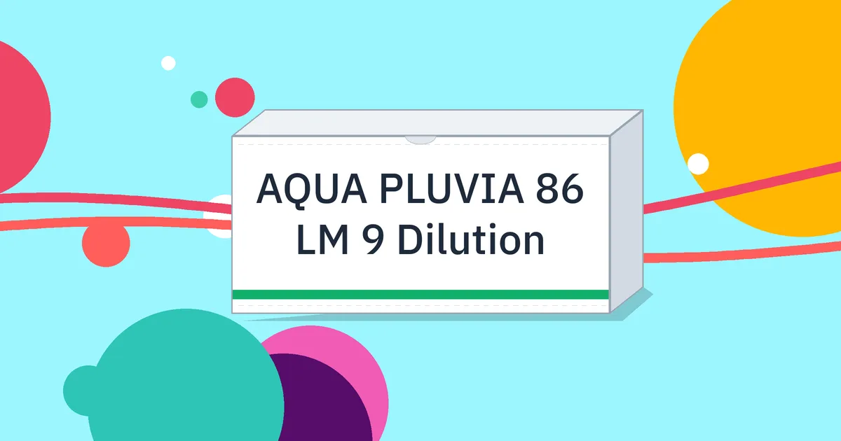 Symbolbild: Packung mit der Aufschrift AQUA PLUVIA 86 LM 9 Dilution (PZN 12766397) – Verfügbarkeit und Bezug in Apotheken in Frankfurt am Main