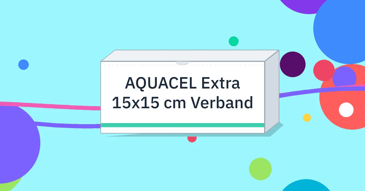 Symbolbild: Packung mit der Aufschrift AQUACEL Extra 15x15 cm Verband (PZN 11343329) – Verfügbarkeit und Bezug in Apotheken in Frankfurt am Main