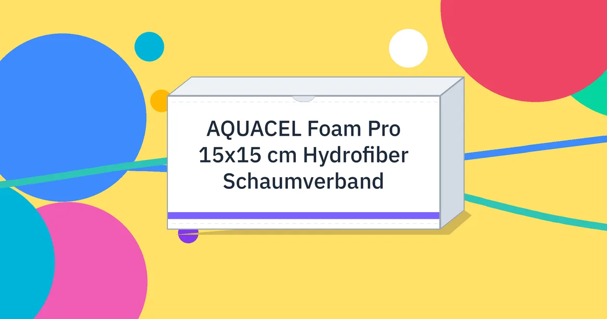 Symbolbild: Packung mit der Aufschrift AQUACEL Foam Pro 15x15 cm Hydrofiber Schaumverband (PZN 19847006) – Verfügbarkeit und Bezug in Apotheken in Frankfurt am Main