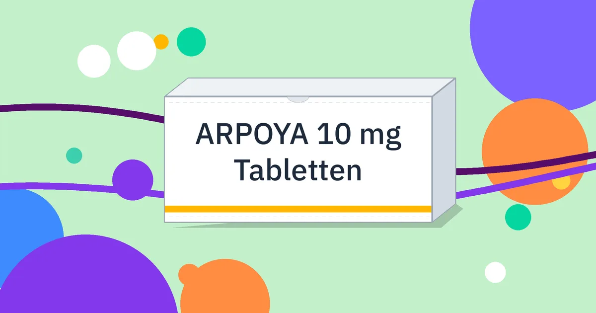 Symbolbild: Packung mit der Aufschrift ARPOYA 10 mg Tabletten (PZN 11553587) – Verfügbarkeit und Bezug in Apotheken in Frankfurt am Main