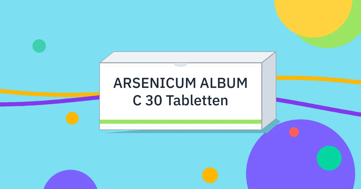 Symbolbild: Packung mit der Aufschrift ARSENICUM ALBUM C 30 Tabletten (PZN 02893893) – Verfügbarkeit und Bezug in Apotheken in Frankfurt am Main