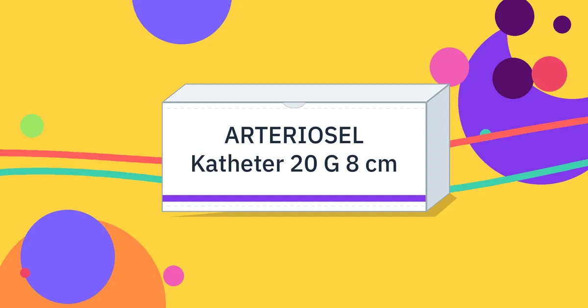 Symbolbild: Packung mit der Aufschrift ARTERIOSEL Katheter 20 G 8 cm (PZN 09782346) – Verfügbarkeit und Bezug in Apotheken in Frankfurt am Main