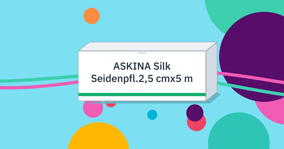 Symbolbild: Packung mit der Aufschrift ASKINA Silk Seidenpfl.2,5 cmx5 m (PZN 07430198) – Verfügbarkeit und Bezug in Apotheken in Frankfurt am Main