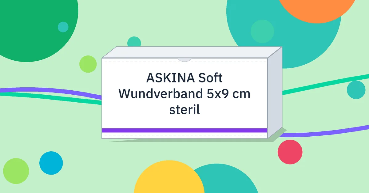 Symbolbild: Packung mit der Aufschrift ASKINA Soft Wundverband 5x9 cm steril (PZN 12736172) – Verfügbarkeit und Bezug in Apotheken in Frankfurt am Main