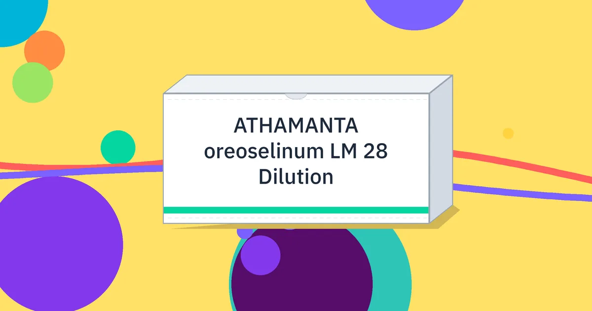 Symbolbild: Packung mit der Aufschrift ATHAMANTA oreoselinum LM 28 Dilution (PZN 13406258) – Verfügbarkeit und Bezug in Apotheken in Frankfurt am Main