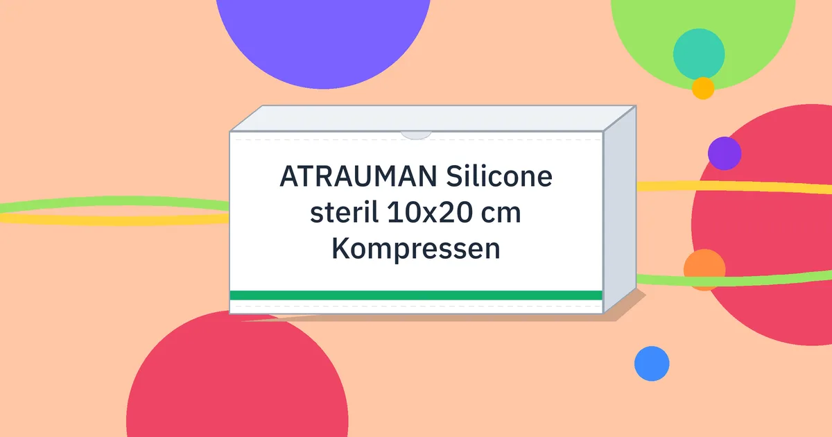 Symbolbild: Packung mit der Aufschrift ATRAUMAN Silicone steril 10x20 cm Kompressen (PZN 12577420) – Verfügbarkeit und Bezug in Apotheken in Frankfurt am Main