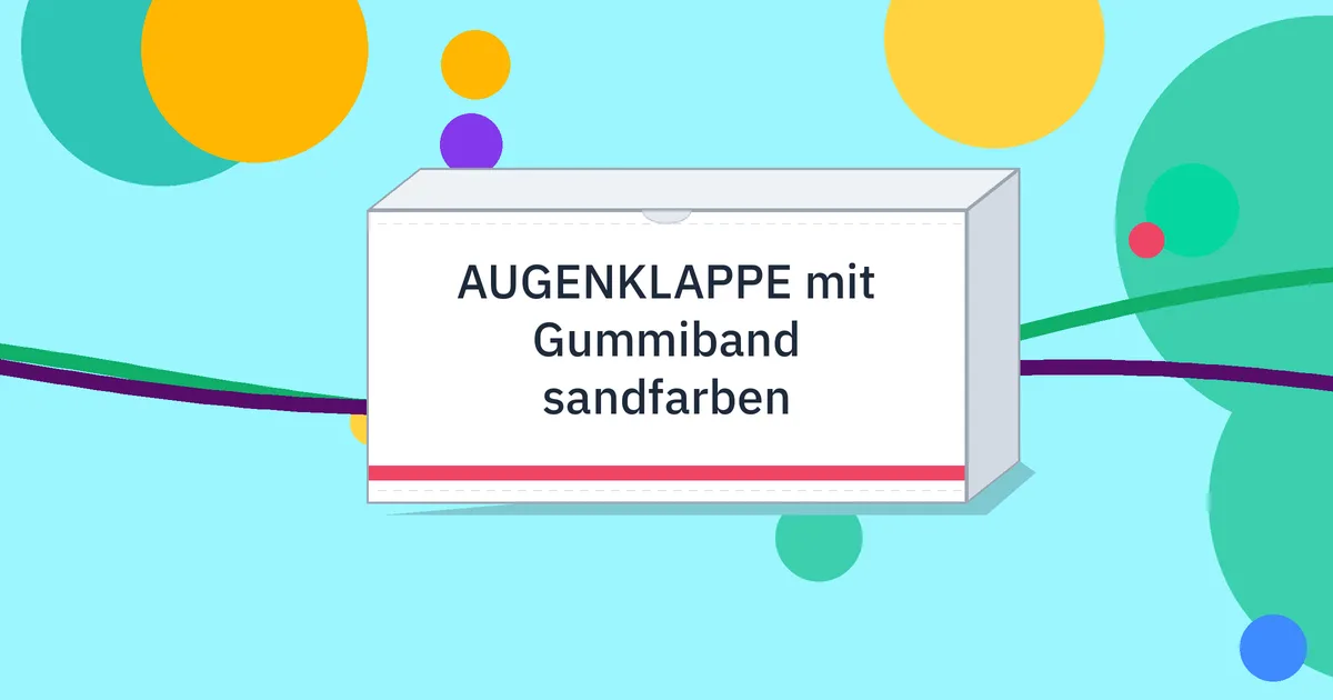 Symbolbild: Packung mit der Aufschrift AUGENKLAPPE mit Gummiband sandfarben (PZN 03173787) – Verfügbarkeit und Bezug in Apotheken in Frankfurt am Main