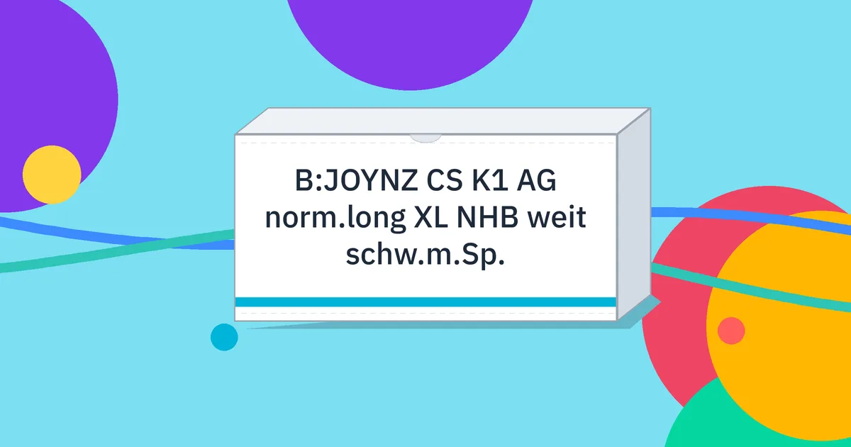 Symbolbild: Packung mit der Aufschrift B:JOYNZ CS K1 AG norm.long XL NHB weit schw.m.Sp. (PZN 20532526) – Verfügbarkeit und Bezug in Apotheken in Frankfurt am Main