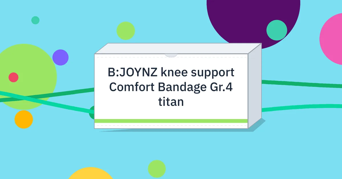 Symbolbild: Packung mit der Aufschrift B:JOYNZ knee support Comfort Bandage Gr.4 titan (PZN 20522338) – Verfügbarkeit und Bezug in Apotheken in Frankfurt am Main