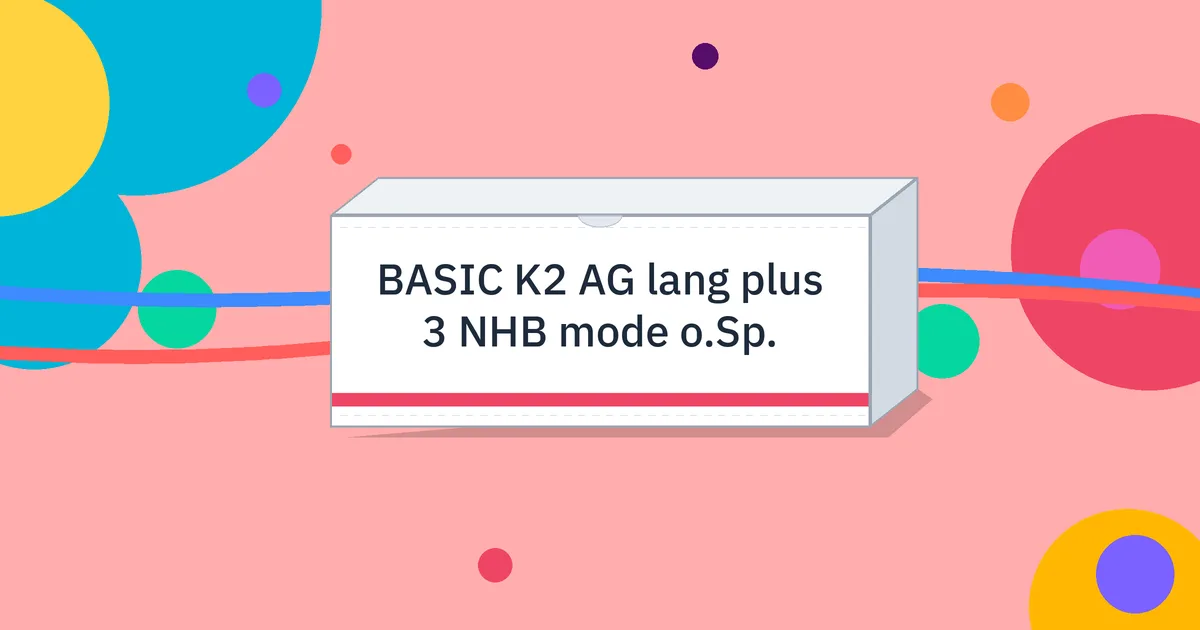 Symbolbild: Packung mit der Aufschrift BASIC K2 AG lang plus 3 NHB mode o.Sp. (PZN 20267283) – Verfügbarkeit und Bezug in Apotheken in Frankfurt am Main