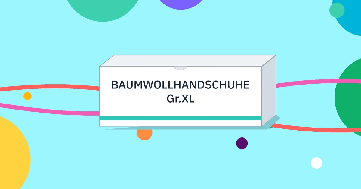Symbolbild: Packung mit der Aufschrift BAUMWOLLHANDSCHUHE Gr.XL (PZN 09511995) – Verfügbarkeit und Bezug in Apotheken in Frankfurt am Main