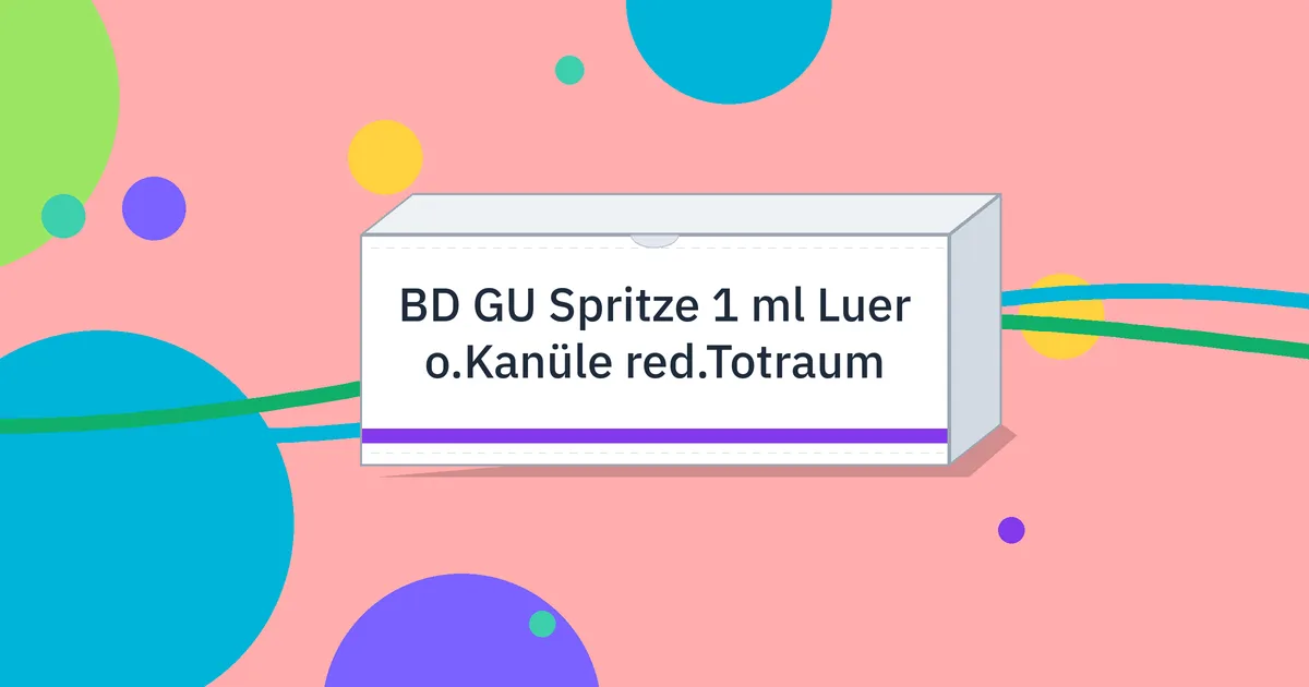 Symbolbild: Packung mit der Aufschrift BD GU Spritze 1 ml Luer o.Kanüle red.Totraum (PZN 17574395) – Verfügbarkeit und Bezug in Apotheken in Frankfurt am Main