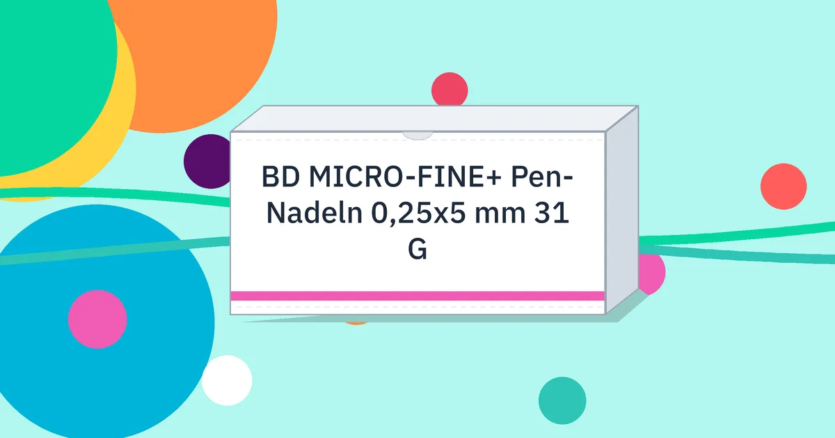 Symbolbild: Packung mit der Aufschrift BD MICRO-FINE+ Pen-Nadeln 0,25x5 mm 31 G (PZN 14029496) – Verfügbarkeit und Bezug in Apotheken in Frankfurt am Main