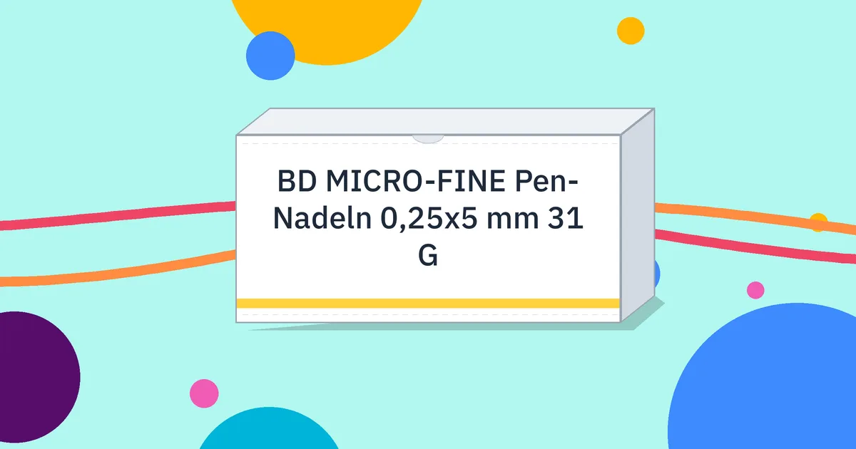 Symbolbild: Packung mit der Aufschrift BD MICRO-FINE Pen-Nadeln 0,25x5 mm 31 G (PZN 16584109) – Verfügbarkeit und Bezug in Apotheken in Frankfurt am Main