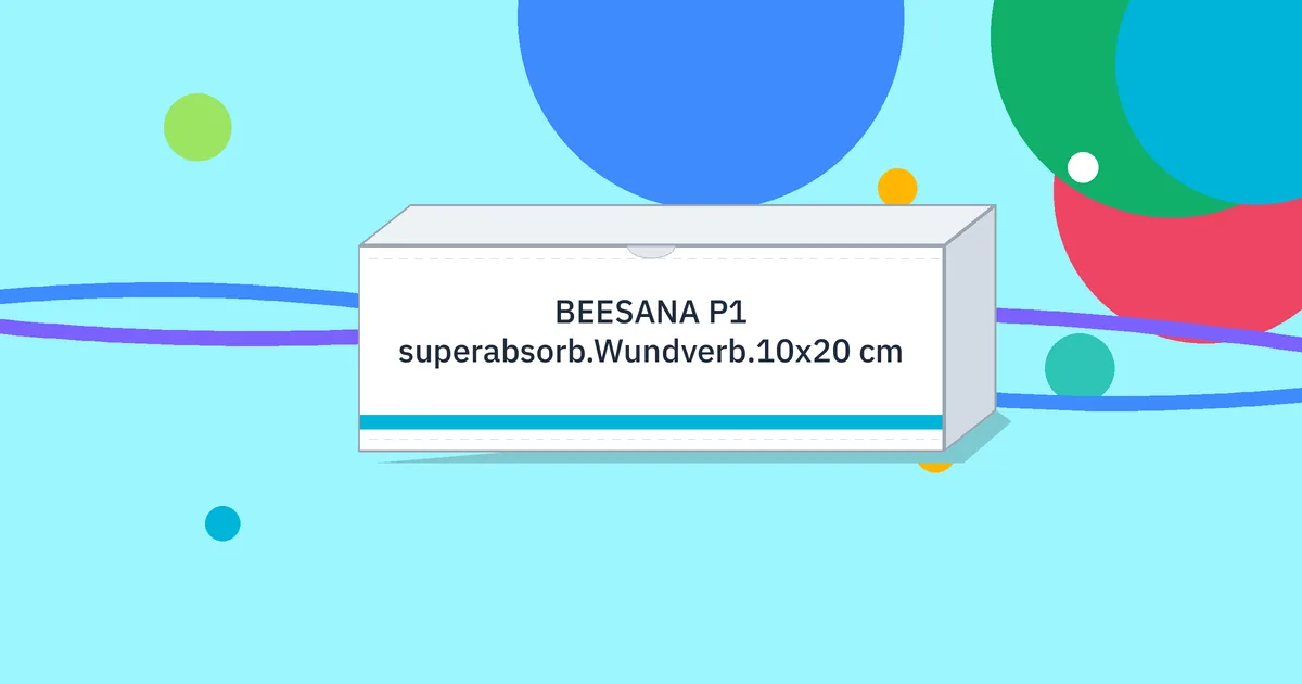 Symbolbild: Packung mit der Aufschrift BEESANA P1 superabsorb.Wundverb.10x20 cm (PZN 10941206) – Verfügbarkeit und Bezug in Apotheken in Frankfurt am Main