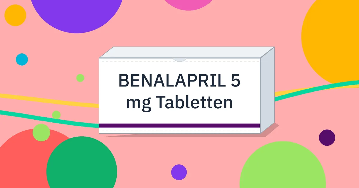 Symbolbild: Packung mit der Aufschrift BENALAPRIL 5 mg Tabletten (PZN 08755100) – Verfügbarkeit und Bezug in Apotheken in Frankfurt am Main