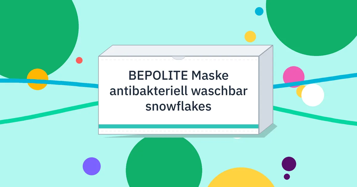 Symbolbild: Packung mit der Aufschrift BEPOLITE Maske antibakteriell waschbar snowflakes (PZN 16925645) – Verfügbarkeit und Bezug in Apotheken in Frankfurt am Main