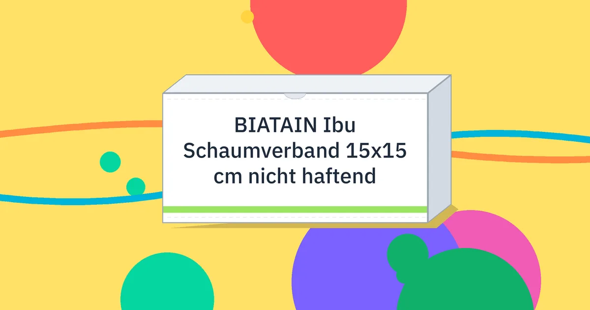 Symbolbild: Packung mit der Aufschrift BIATAIN Ibu Schaumverband 15x15 cm nicht haftend (PZN 20802747) – Verfügbarkeit und Bezug in Apotheken in Frankfurt am Main
