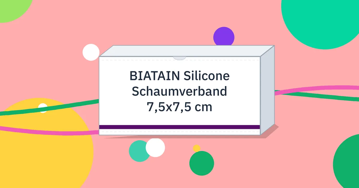 Symbolbild: Packung mit der Aufschrift BIATAIN Silicone Schaumverband 7,5x7,5 cm (PZN 12464377) – Verfügbarkeit und Bezug in Apotheken in Frankfurt am Main
