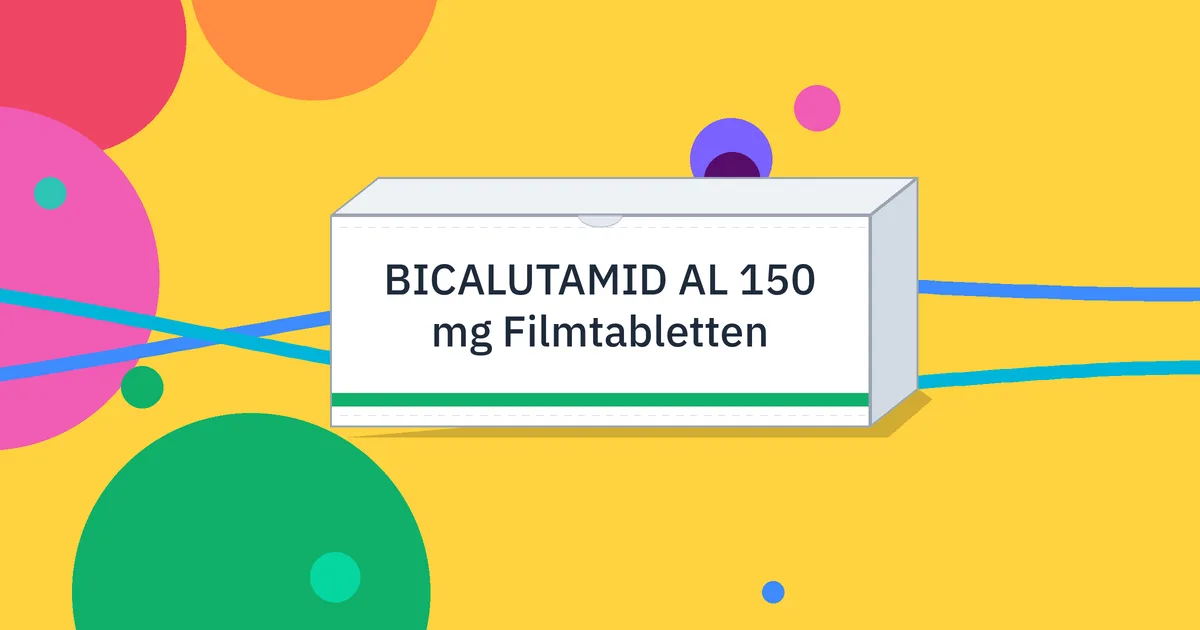 Symbolbild: Packung mit der Aufschrift BICALUTAMID AL 150 mg Filmtabletten (PZN 01679318) – Verfügbarkeit und Bezug in Apotheken in Frankfurt am Main