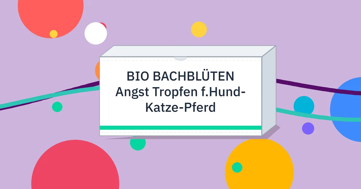 Symbolbild: Packung mit der Aufschrift BIO BACHBLÜTEN Angst Tropfen f.Hund-Katze-Pferd (PZN 11597320) – Verfügbarkeit und Bezug in Apotheken in Frankfurt am Main