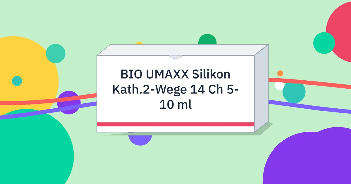 Symbolbild: Packung mit der Aufschrift BIO UMAXX Silikon Kath.2-Wege 14 Ch 5-10 ml (PZN 05555033) – Verfügbarkeit und Bezug in Apotheken in Frankfurt am Main