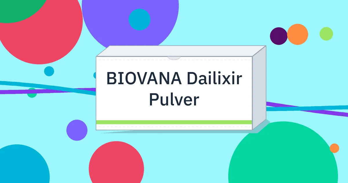 Symbolbild: Packung mit der Aufschrift BIOVANA Dailixir Pulver (PZN 19992346) – Verfügbarkeit und Bezug in Apotheken in Frankfurt am Main