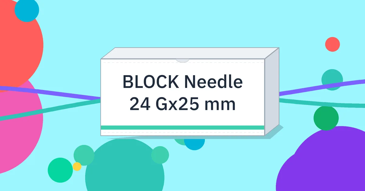 Symbolbild: Packung mit der Aufschrift BLOCK Needle 24 Gx25 mm (PZN 19415353) – Verfügbarkeit und Bezug in Apotheken in Frankfurt am Main