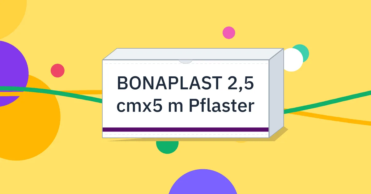 Symbolbild: Packung mit der Aufschrift BONAPLAST 2,5 cmx5 m Pflaster (PZN 02404813) – Verfügbarkeit und Bezug in Apotheken in Frankfurt am Main
