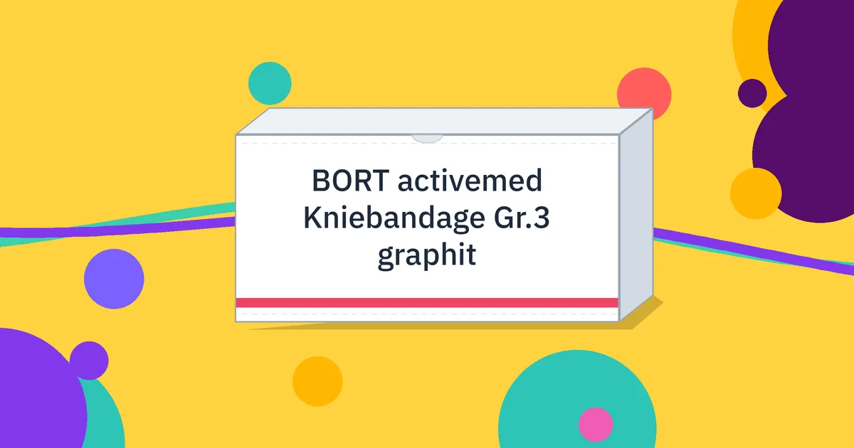Symbolbild: Packung mit der Aufschrift BORT activemed Kniebandage Gr.3 graphit (PZN 17582207) – Verfügbarkeit und Bezug in Apotheken in Frankfurt am Main