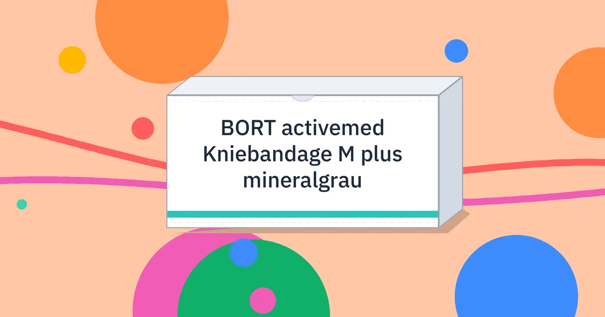 Symbolbild: Packung mit der Aufschrift BORT activemed Kniebandage M plus mineralgrau (PZN 12601992) – Verfügbarkeit und Bezug in Apotheken in Frankfurt am Main