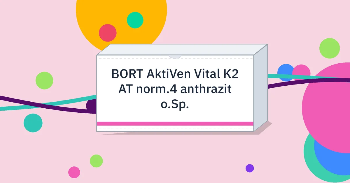 Symbolbild: Packung mit der Aufschrift BORT AktiVen Vital K2 AT norm.4 anthrazit o.Sp. (PZN 13743056) – Verfügbarkeit und Bezug in Apotheken in Frankfurt am Main