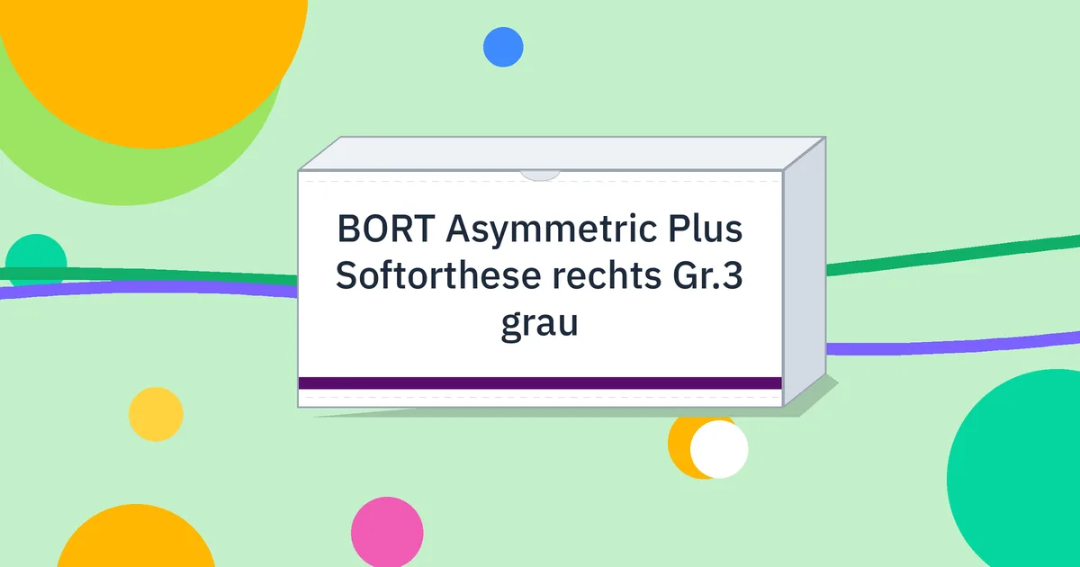 Symbolbild: Packung mit der Aufschrift BORT Asymmetric Plus Softorthese rechts Gr.3 grau (PZN 20105296) – Verfügbarkeit und Bezug in Apotheken in Frankfurt am Main