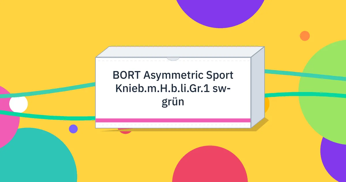 Symbolbild: Packung mit der Aufschrift BORT Asymmetric Sport Knieb.m.H.b.li.Gr.1 sw-grün (PZN 19634546) – Verfügbarkeit und Bezug in Apotheken in Frankfurt am Main