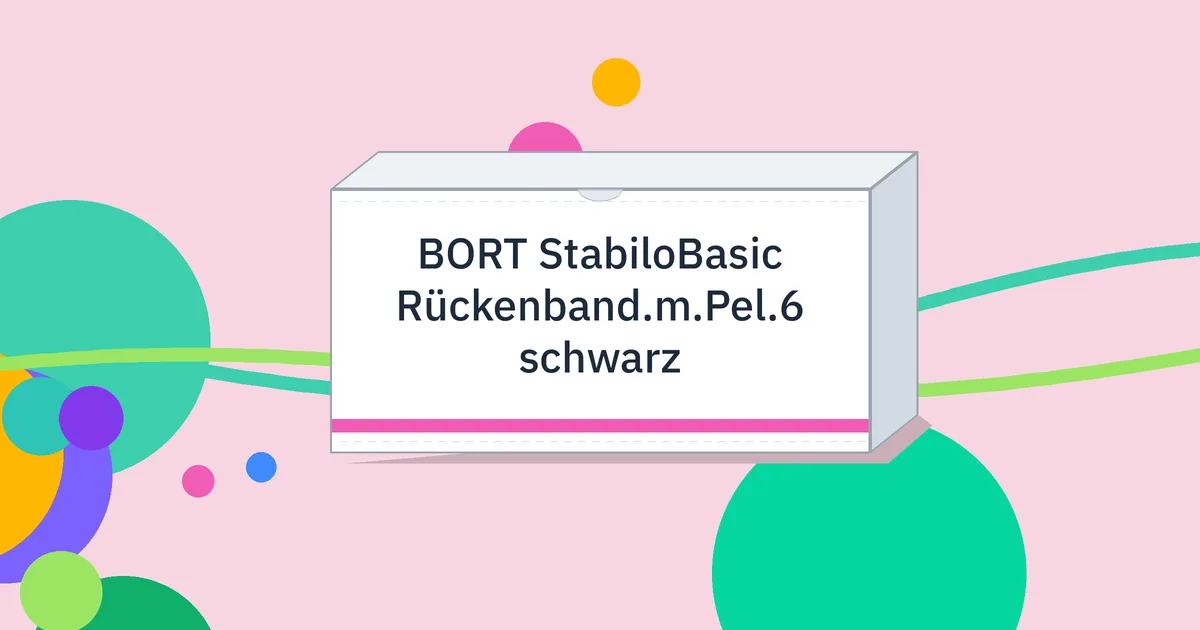 Symbolbild: Packung mit der Aufschrift BORT StabiloBasic Rückenband.m.Pel.6 schwarz (PZN 02748412) – Verfügbarkeit und Bezug in Apotheken in Frankfurt am Main